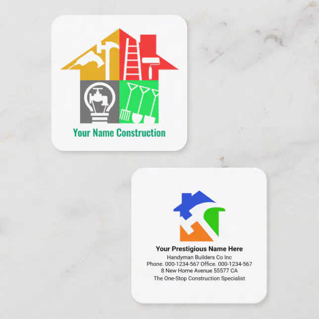 Special Handyman Tools Building Builders Square Business Card | Zazzle