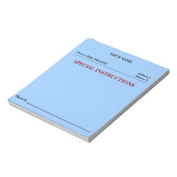 Special Instructions Slip Note Pad (Blue) | Zazzle