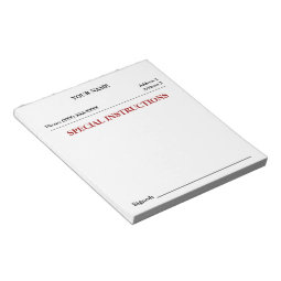 Special Instructions Slip Note Pad (White) | Zazzle