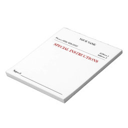 Special Instructions Slip Note Pad (White) | Zazzle