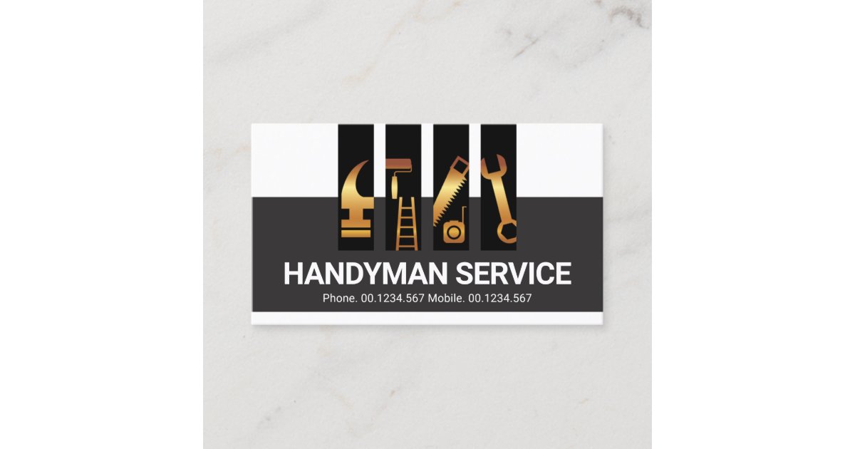 Special Layers Gold Handyman Tools Tab Business Card | Zazzle