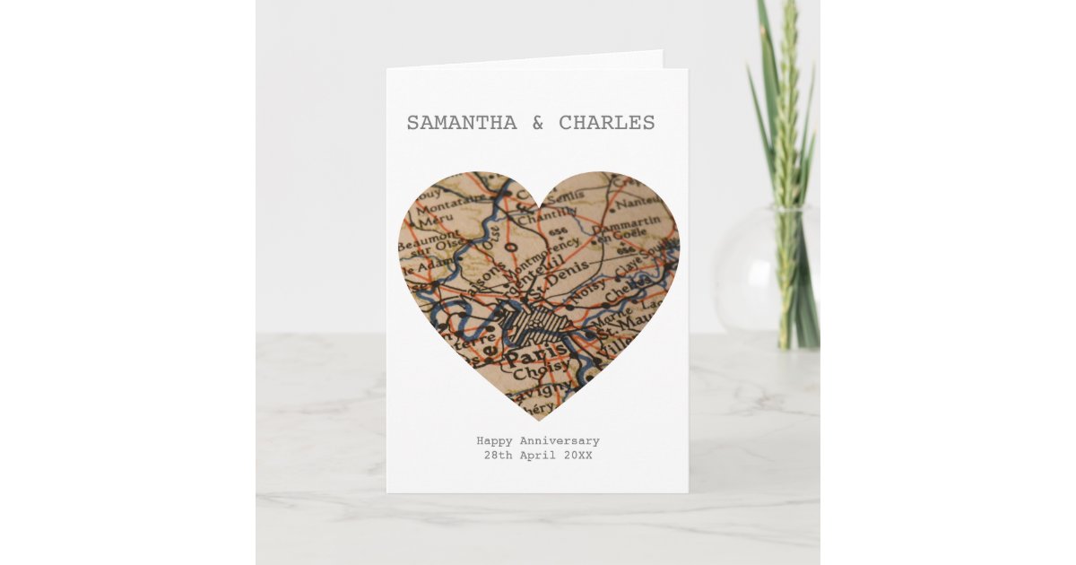 Special Location Map Card Anniversary wedding | Zazzle