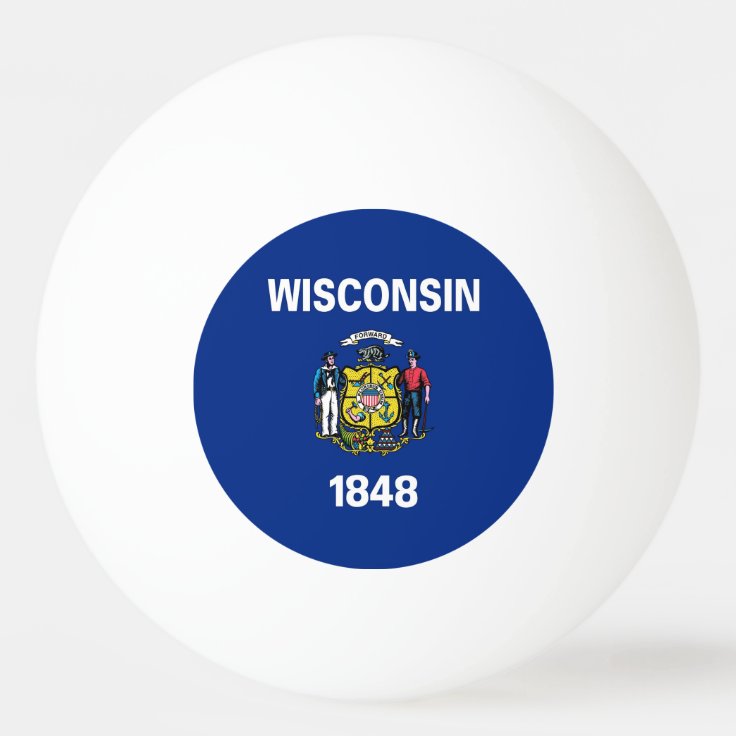 Special ping pong ball with Flag of Wisconsin, USA | Zazzle
