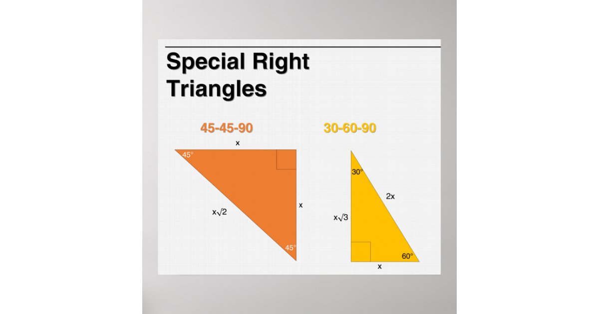 Special Right Triangles Math Poster Zazzle