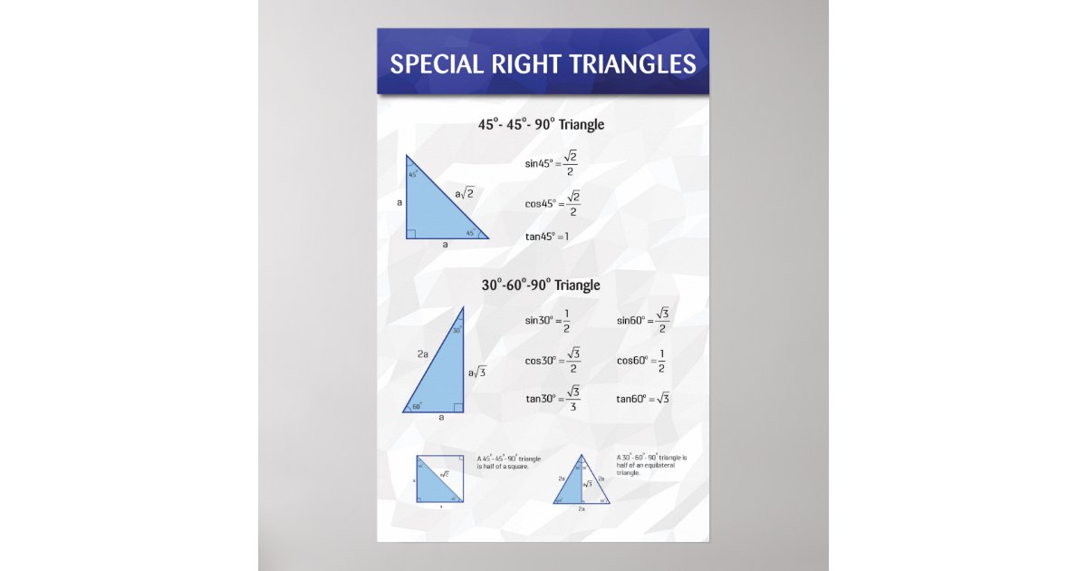 Special Right Triangles Poster | Zazzle