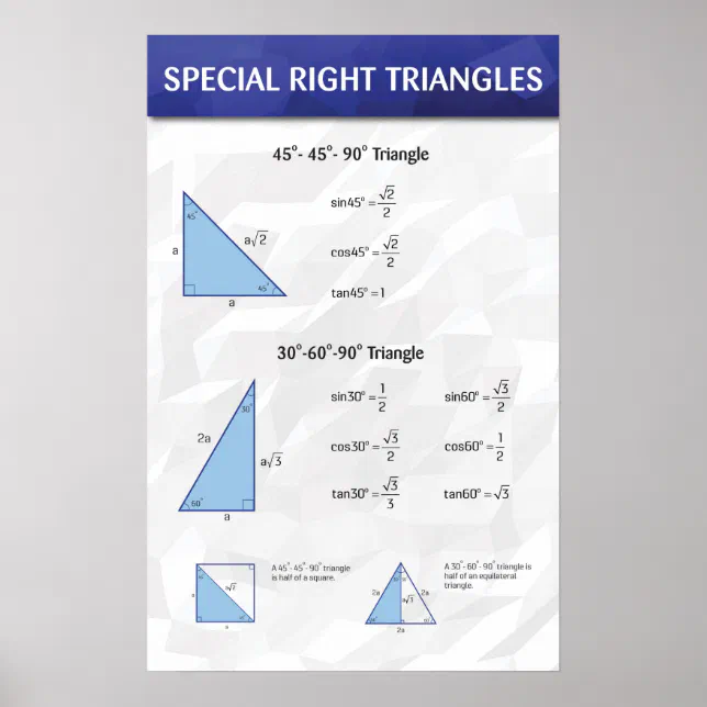 Special Right Triangles Poster | Zazzle