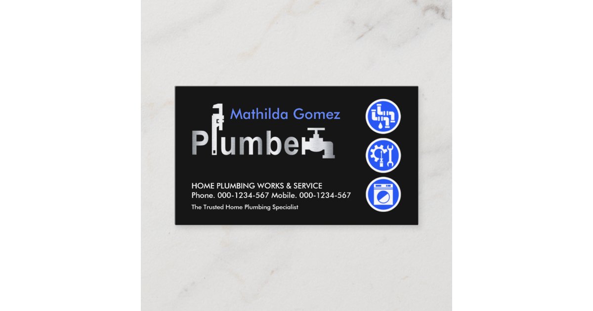 Special Silver Plumber Signage Plumbing Business Card | Zazzle