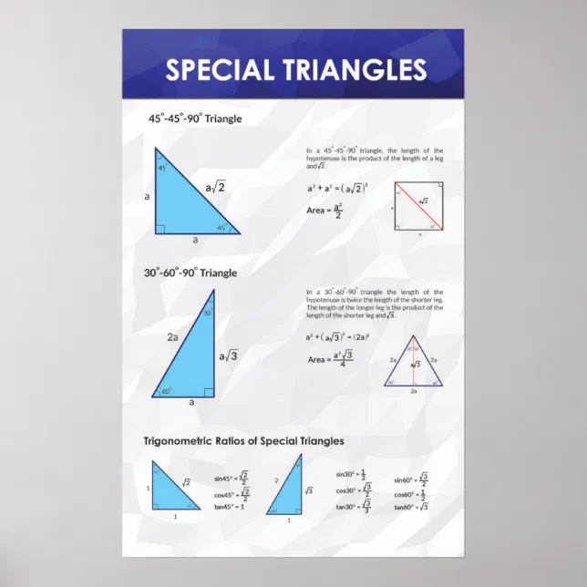 Special Triangles - Math Poster | Zazzle