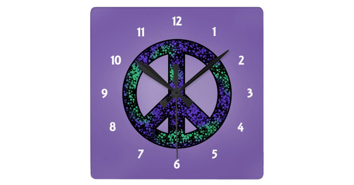 Speckled 3 Peace Sign Clock | Zazzle.com