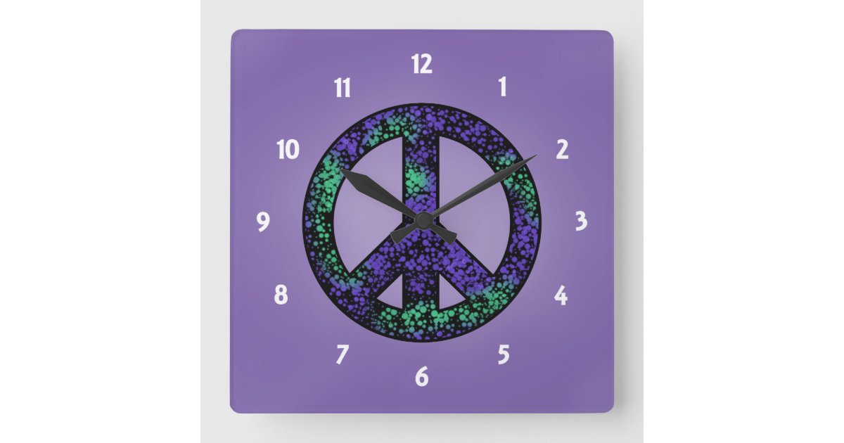 Speckled 3 Peace Sign Clock | Zazzle