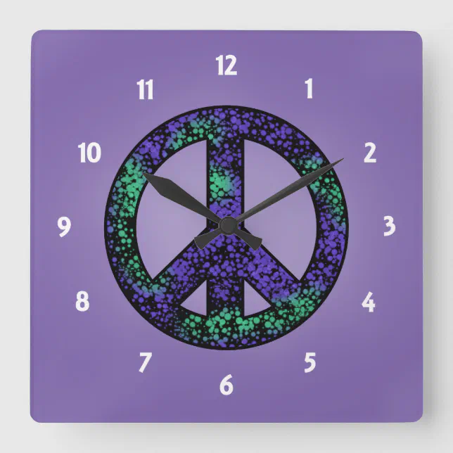 Speckled 3 Peace Sign Clock | Zazzle
