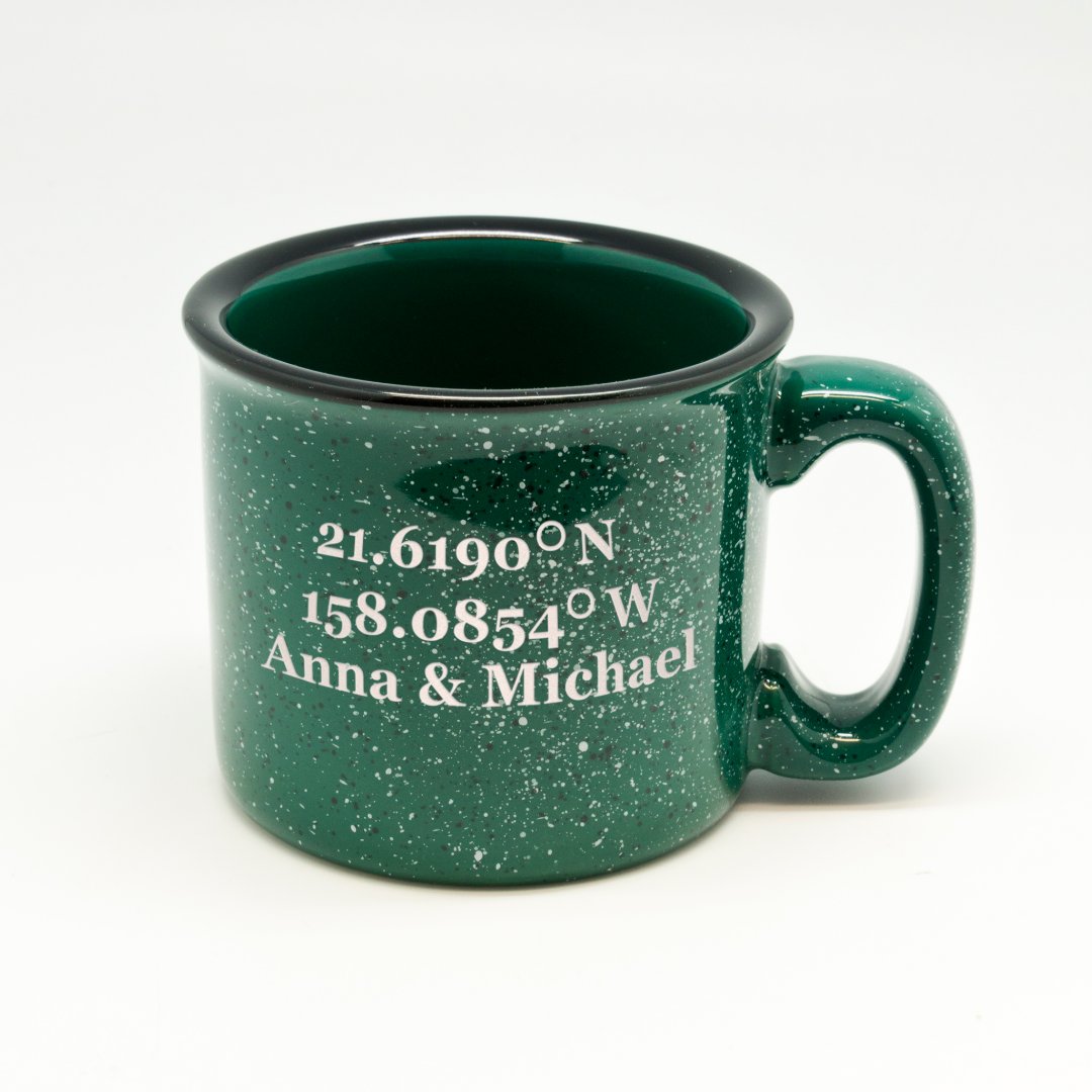 Speckled Green Coordinates Campfire Mug | Zazzle