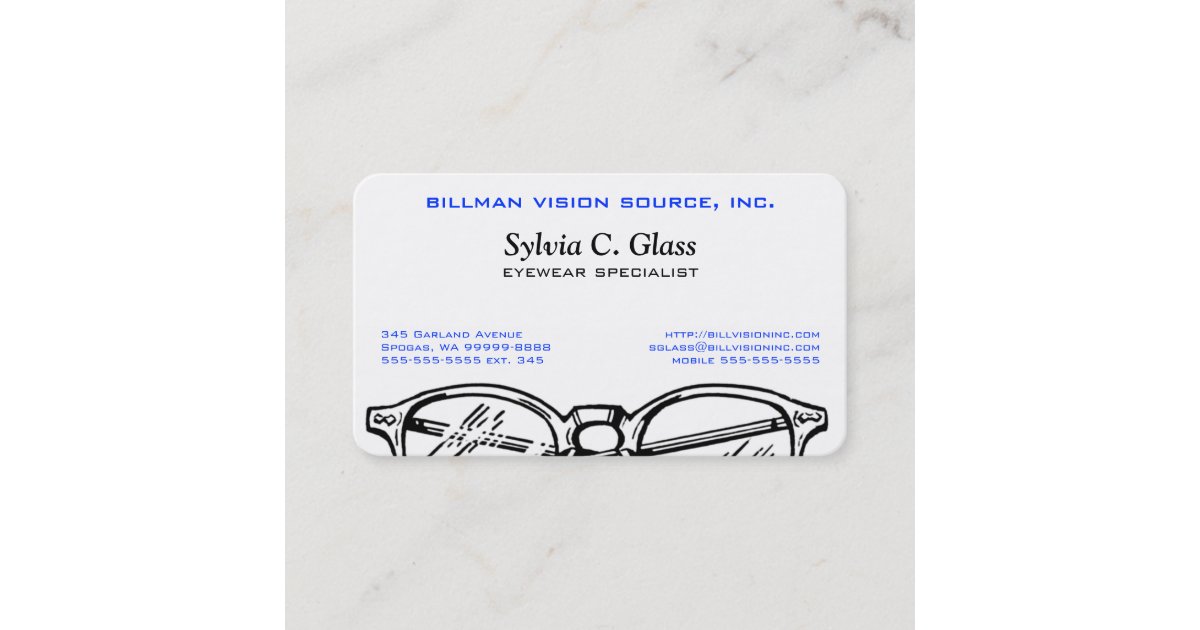 Spectacles Eyewear Optical Vision Business Card | Zazzle