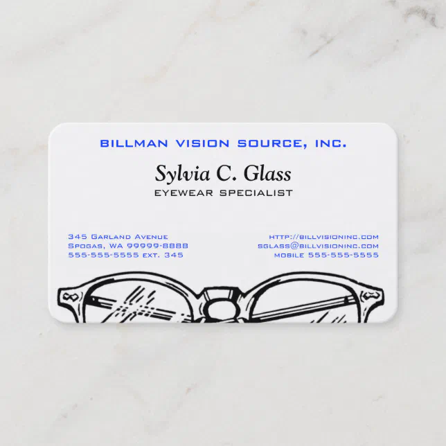 Spectacles Eyewear Optical Vision Business Card | Zazzle