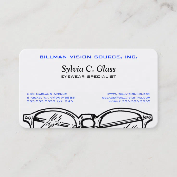 Spectacles Eyewear Optical Vision Business Card | Zazzle