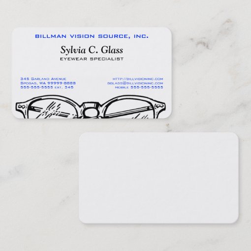 Spectacles Eyewear Optical Vision Business Card | Zazzle