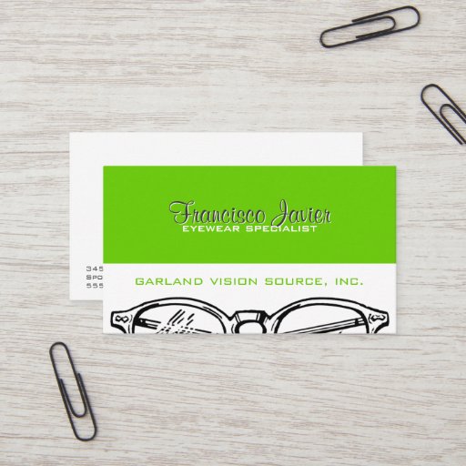 Spectacles Eyewear Optical Vision Business Cards