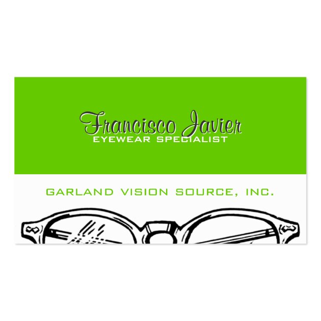 Spectacles Eyewear Optical Vision Business Cards