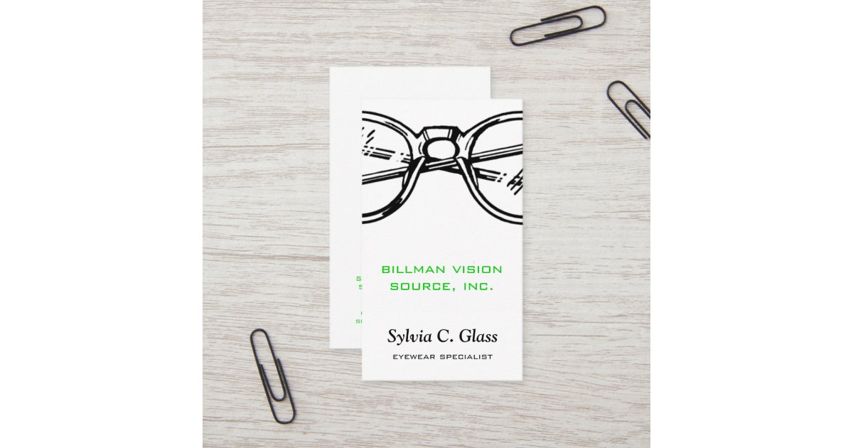 Spectacles Eyewear Optical Vision Vertical Business Card | Zazzle