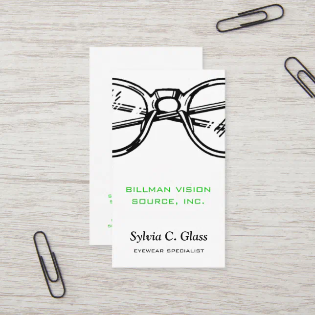 Spectacles Eyewear Optical Vision Vertical Business Card | Zazzle