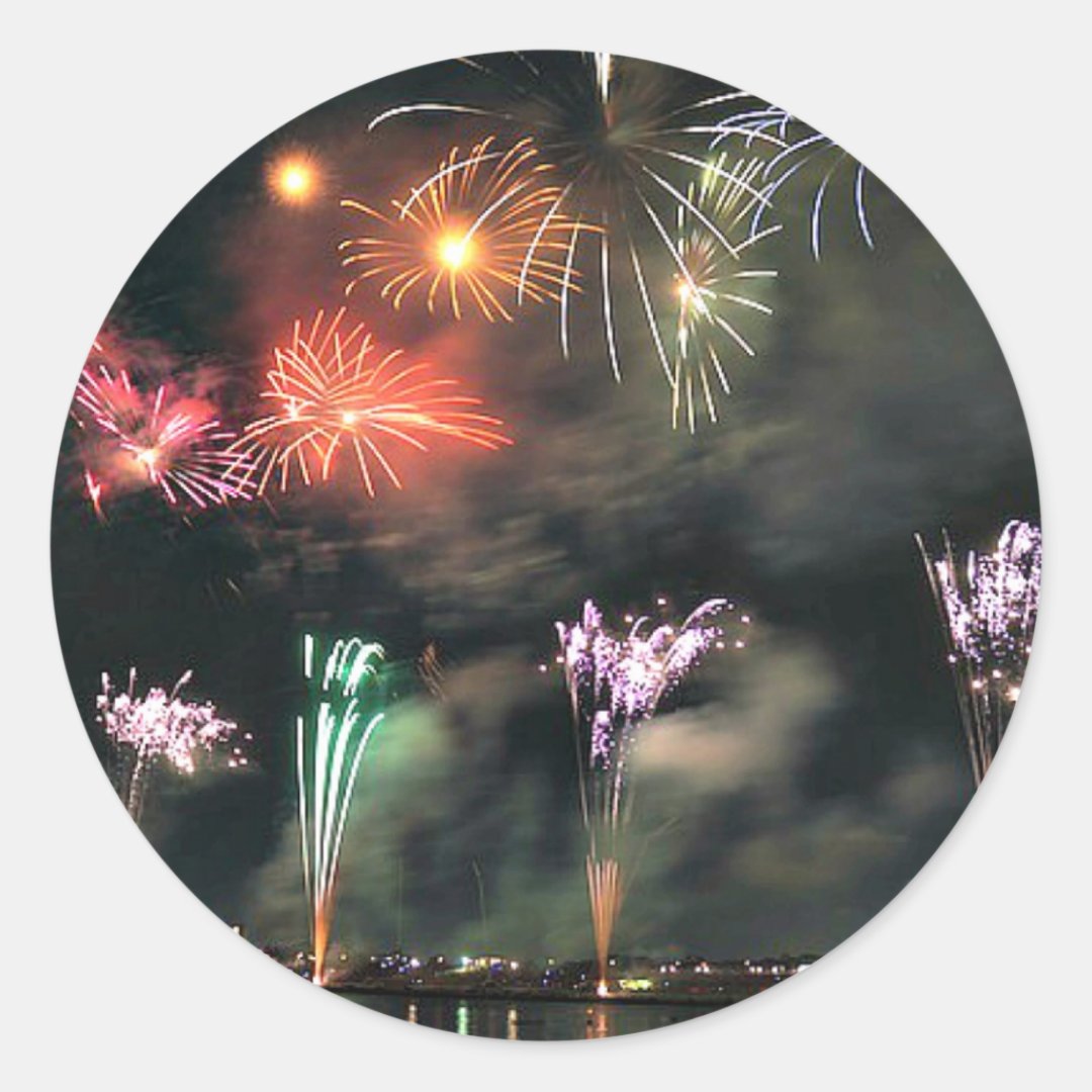 Spectacular Fireworks Classic Round Sticker | Zazzle
