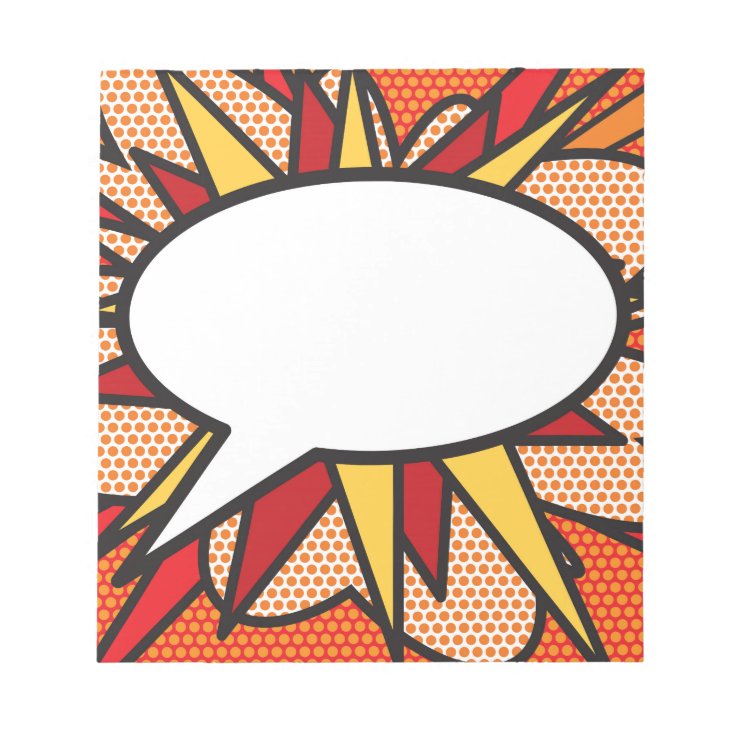 Speech Bubble Fun Retro Comic Book Notepad | Zazzle