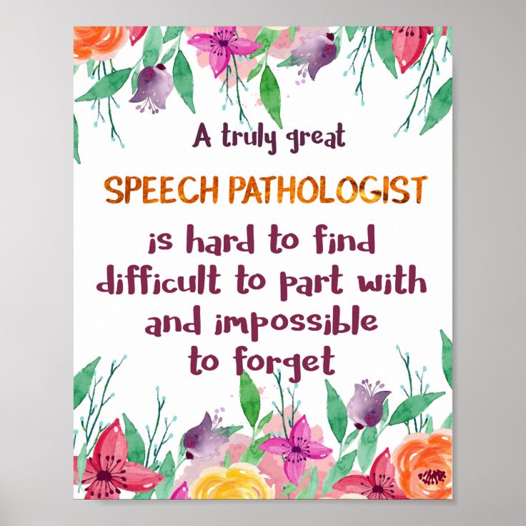 Speech Pathologist Gift School Language Therapist Poster | Zazzle