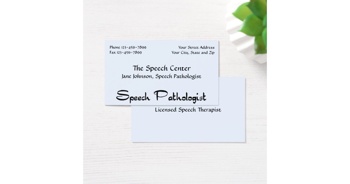 Speech Pathologist Therapist Business Card | Zazzle