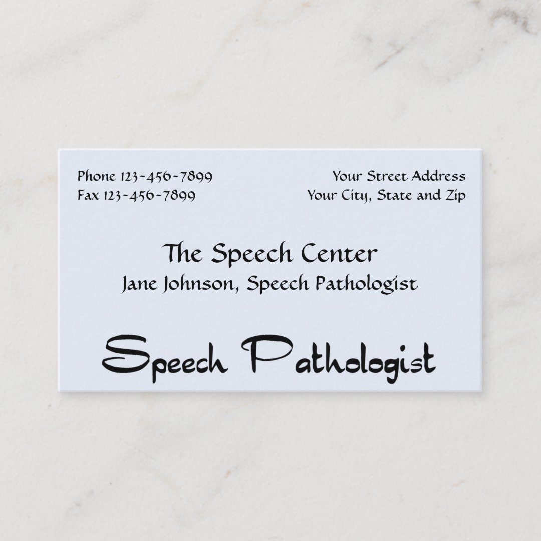 Speech Pathologist Therapist Business Card | Zazzle