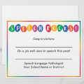 Speech Rocks End of School Year Certificate | Zazzle