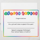 Speech Rocks End of School Year Certificate | Zazzle