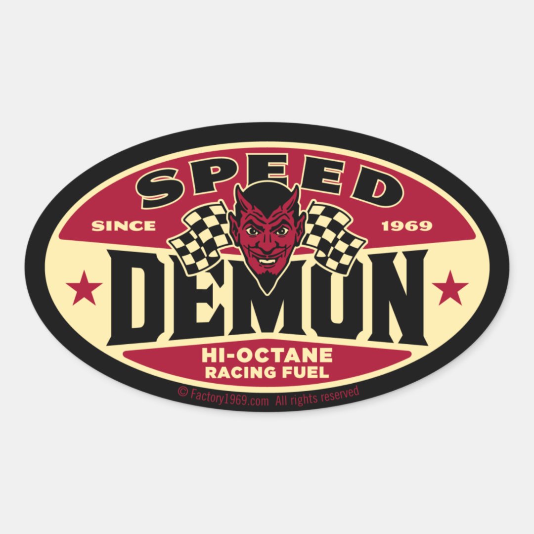 Speed Demon 003B Oval Sticker | Zazzle