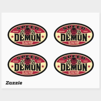 Speed Demon 003B Oval Sticker | Zazzle