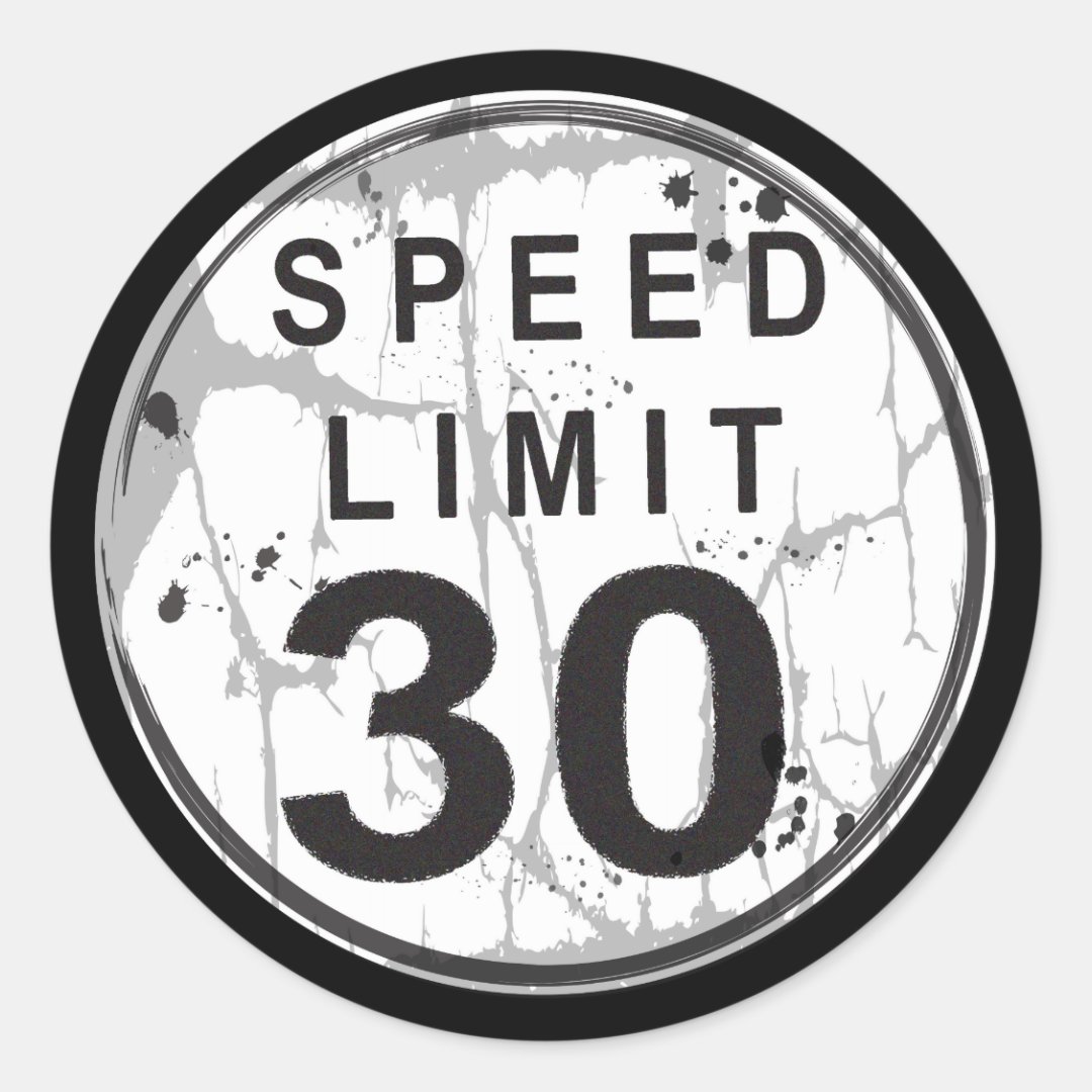 Speed Limit 30 MPH Grungy Sticker | Zazzle