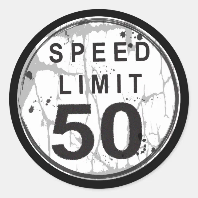 Speed Limit 50 MPH Grungy Sticker | Zazzle