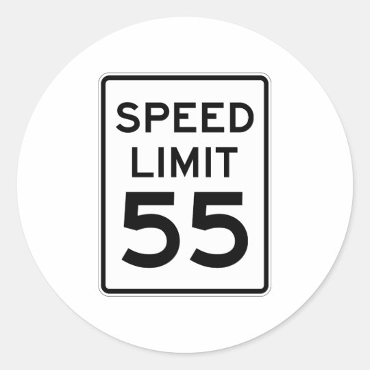 Speed Limit 55 MPH Sign Classic Round Sticker | Zazzle.com