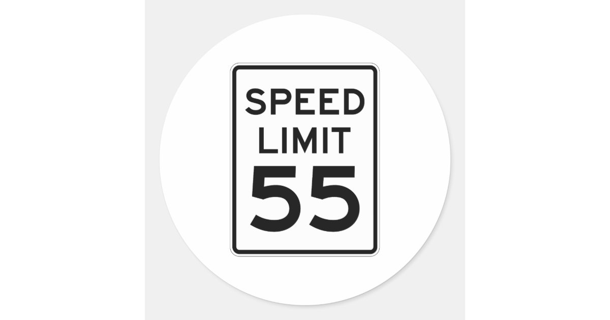 Speed Limit 55 MPH Sign Classic Round Sticker | Zazzle