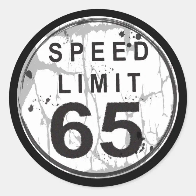 Speed Limit 65 Grungy Sticker | Zazzle
