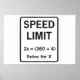 Speed Limit Math Poster | Zazzle