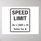 Speed Limit Math Poster | Zazzle.com