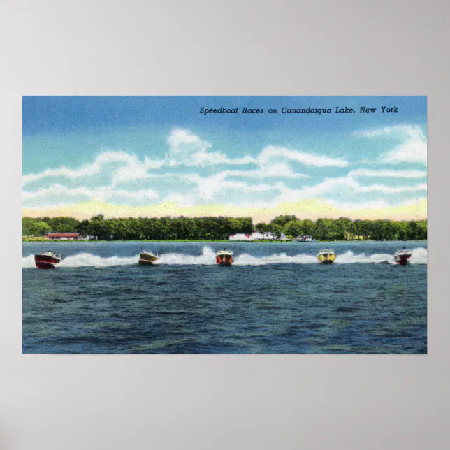 Speedboat Races on the Lake Poster | Zazzle