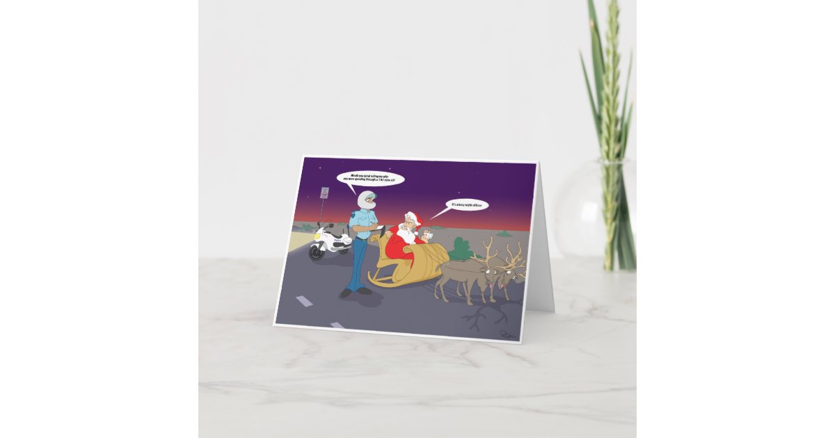 Speeding Santa Holiday Card | Zazzle