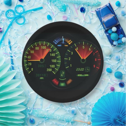 Speedometer Odometer Design Paper Party Plate | Zazzle