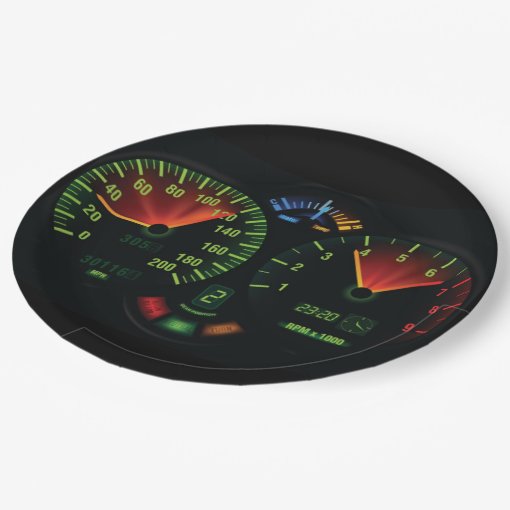 Speedometer Odometer Design Paper Party Plate | Zazzle