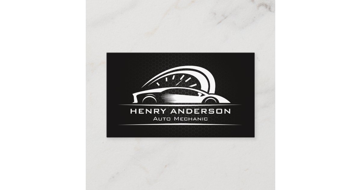 Speedometer Sports Car Logo | Carbon Fiber Pattern Business Card | Zazzle