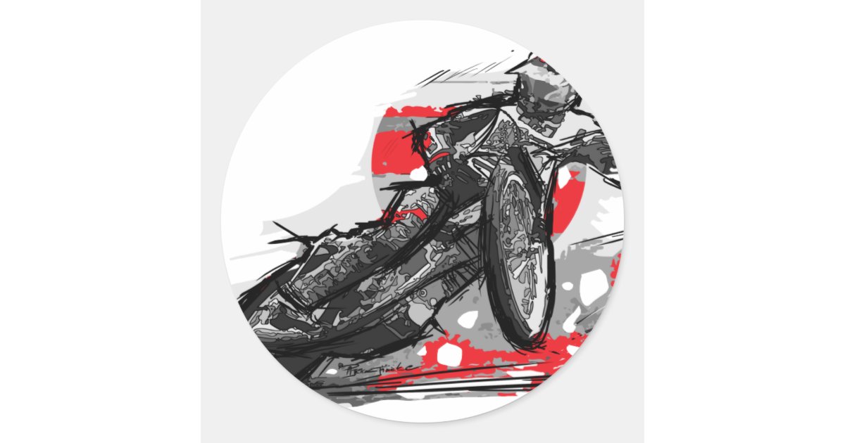 Speedway Flat Track Motorcycle Racer Classic Round Sticker | Zazzle