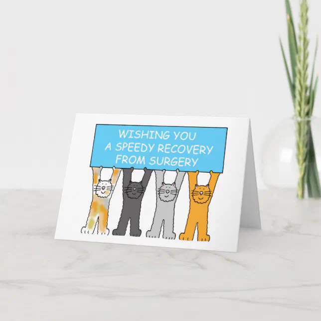 Speedy Recovery from Surgery Cartoon Cats Card | Zazzle