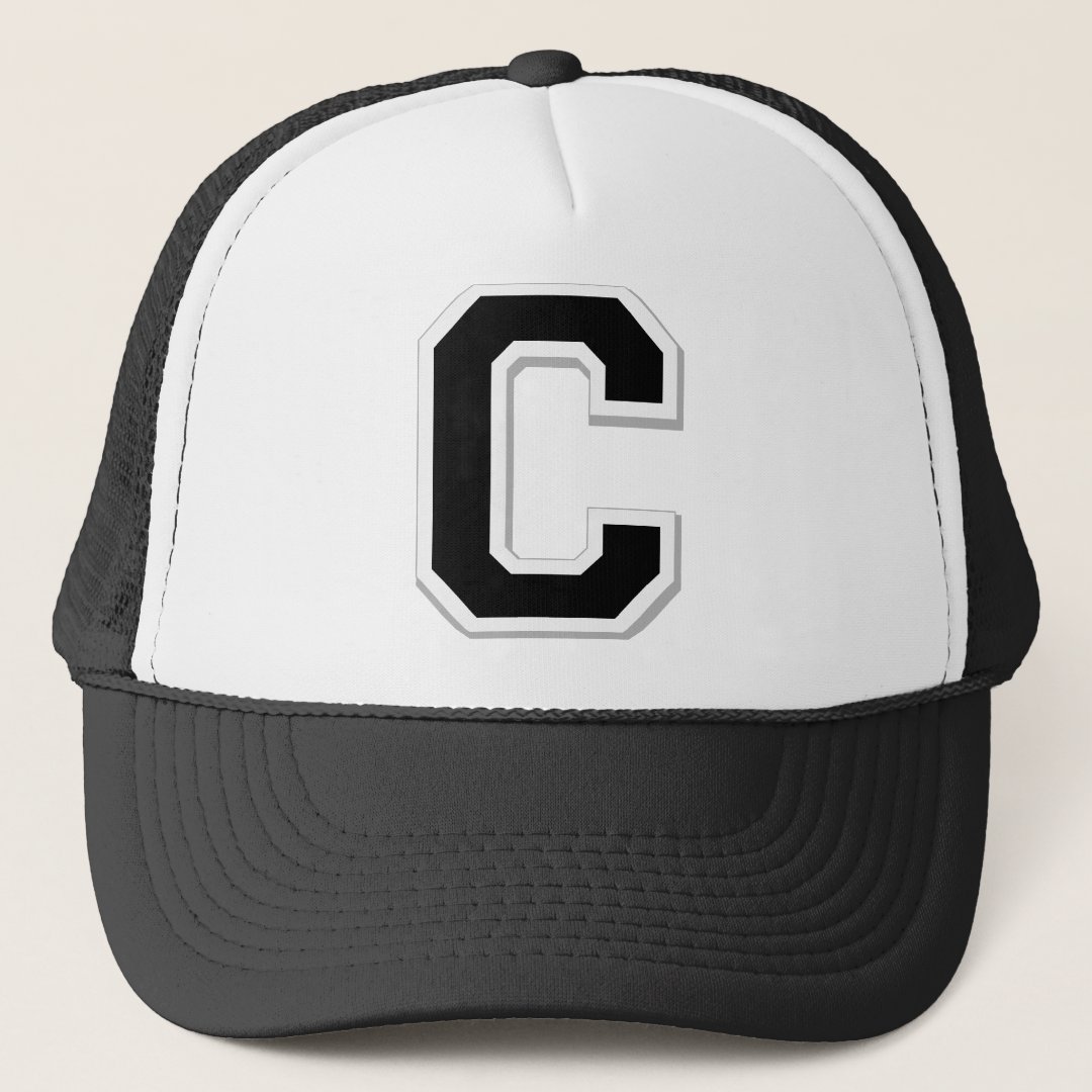 Spell it Out Initial Letter C in Black Ball Cap | Zazzle