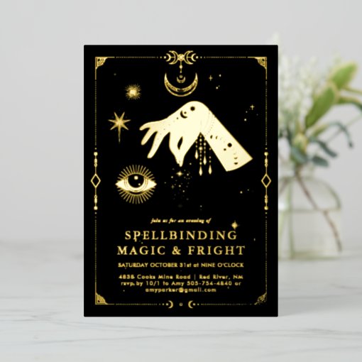 Spellbinding Occult Magic | Elegant Halloween Foil Invitation | Zazzle