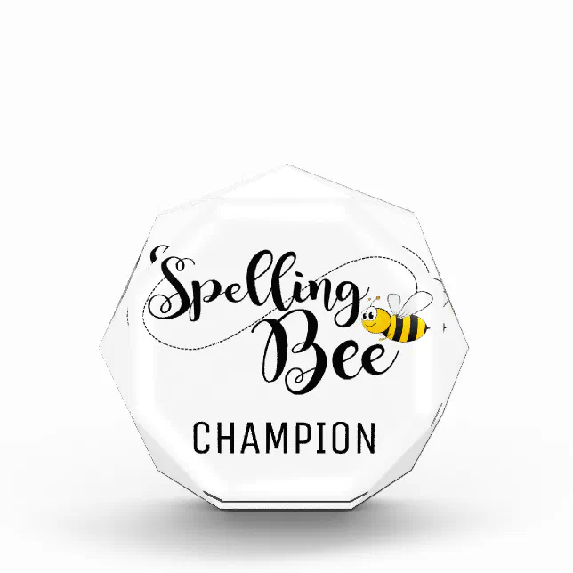 Spelling bee Champion trophy 1st prize Acrylic Award | Zazzle